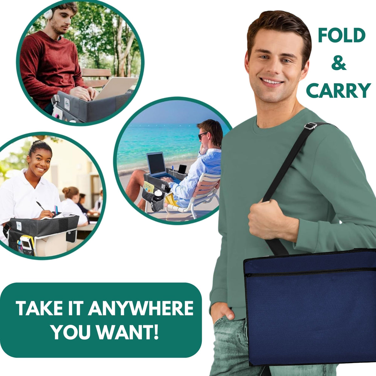 Cerizona Travel Lap Desk – Foldable, Portable Laptop Desk with Built-i ...